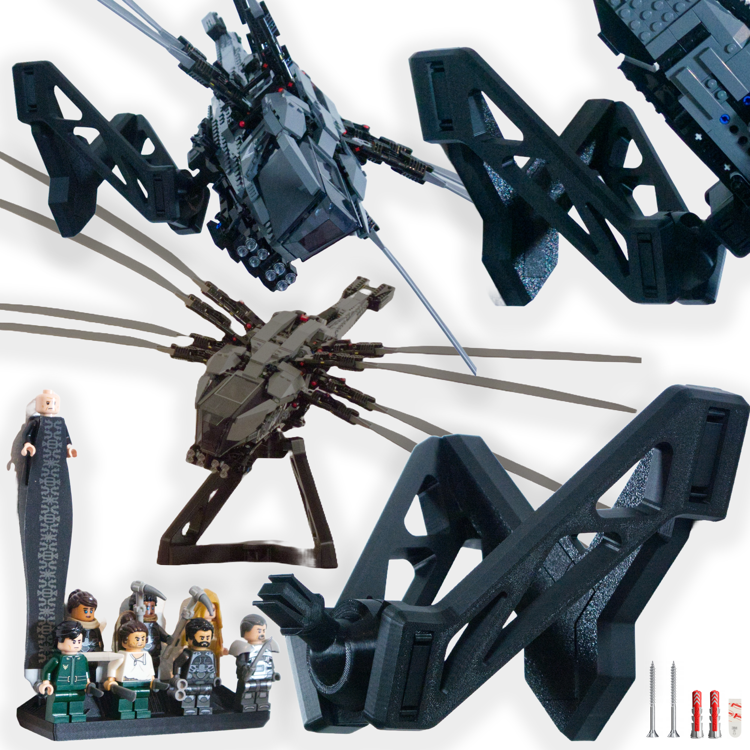 Zestaw uchwytów na ścianę na zestaw LEGO DIUNA ORNITHOPTER 10327 + UCH ...